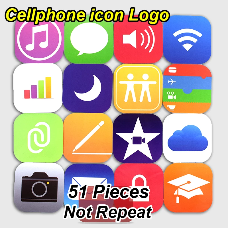 51 Pcs Cell Phone Icon Logo Stickers for Laptop luggage Motorcycle Car ...