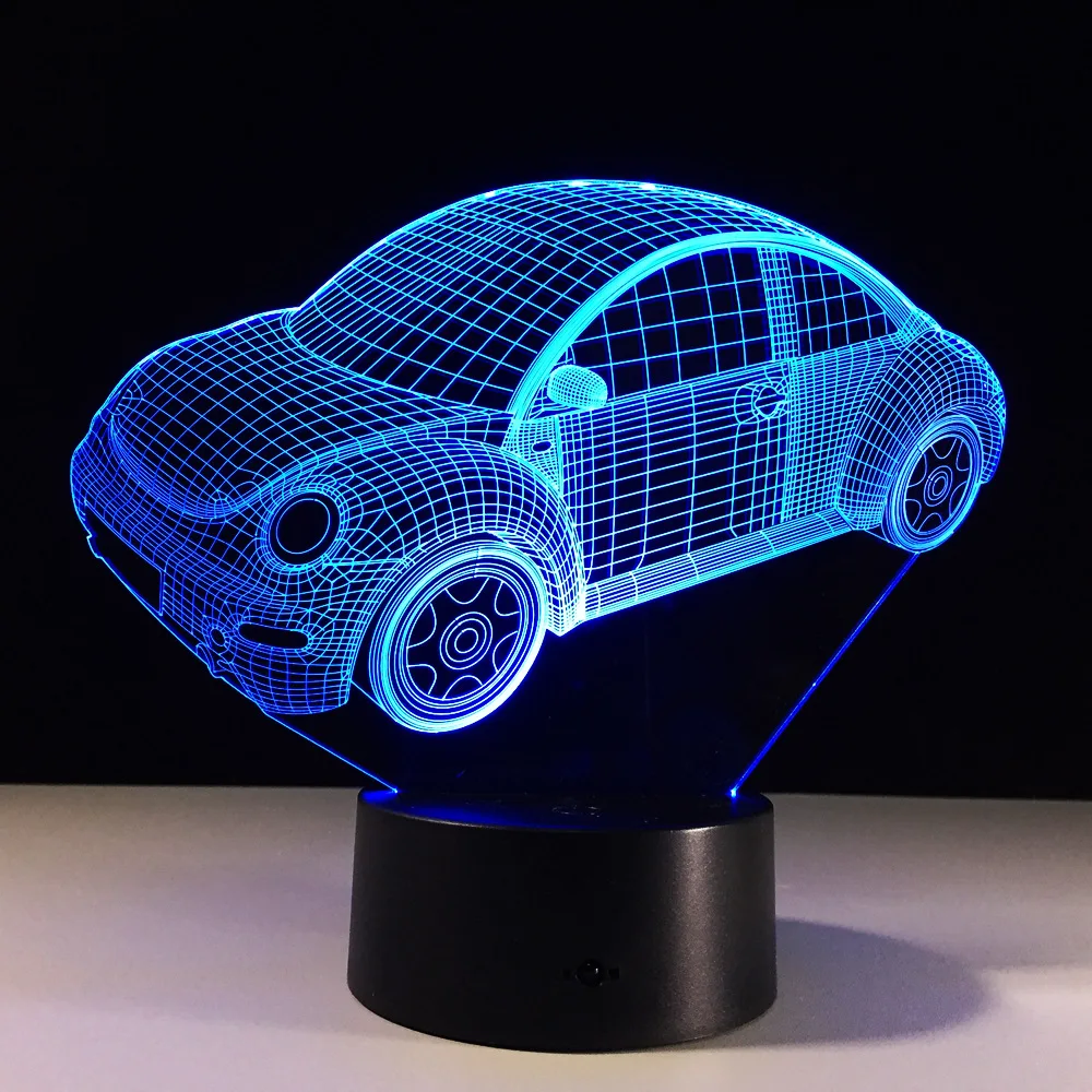 7 Colors Visual Beetle Car Modeling Lamp 3D LED NightLight Kids Gifts ...