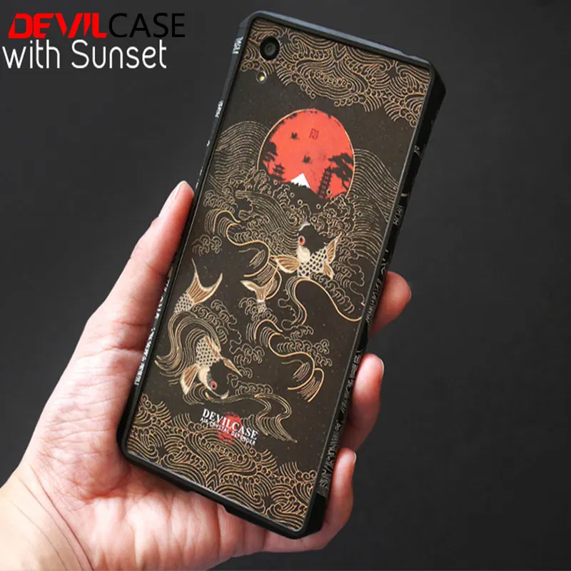 Devilcase para sony xperia z3 z5 z5premium x desempenho maki japonês estilo e adesivo de volta ...