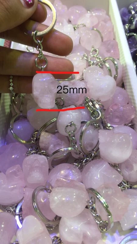 Rose pink skull Quartz Point Keychain|keychain pink|keychain ...