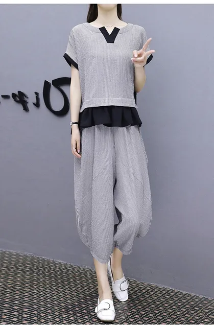 Women Crop Top And Pant Sets Summer Autumn Polyester Two Piece Set ...