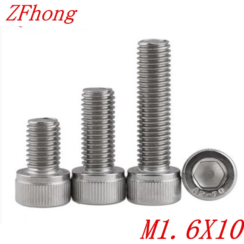 1000PCS DIN912 m1.6*10 m1.6 x 10 stainless steel hex hexagon socket cap ...