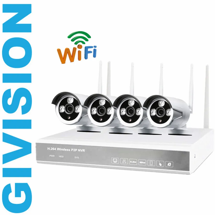 4CH Wireless NVR IP Camera CCTV System 4PCS Outdoor 720P IR night ...