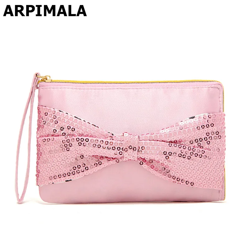 ARPIMALA Cute Cosmetic Bag for Women Pink Bow Make Up Case Girl Travel ...