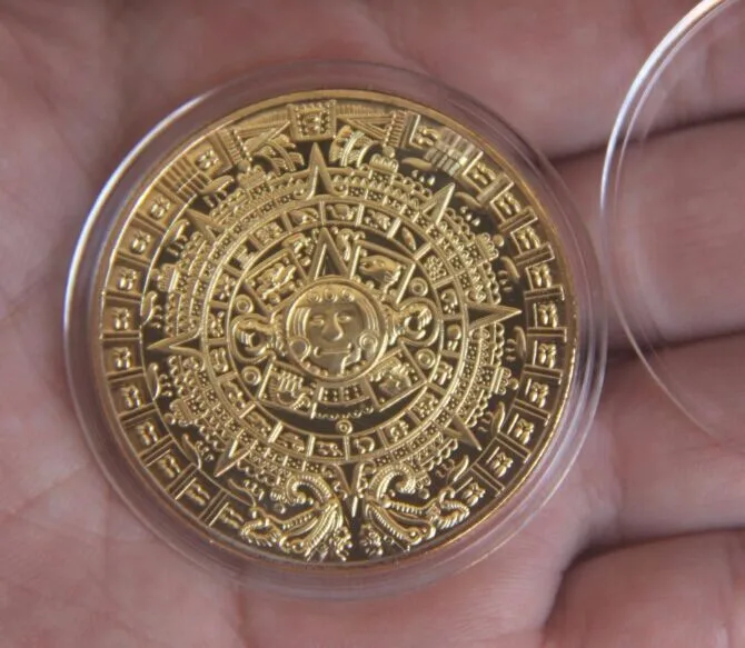 AtsKnSk 1 piezas oro monedas de Metal arte México calendario azteca ...