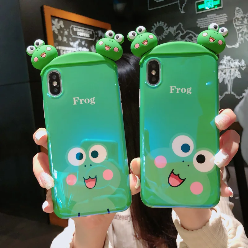 For Iphone Xs Max Xr X Cute 3d Green Frog Cony Rabbit Bear Ryan Phone ...