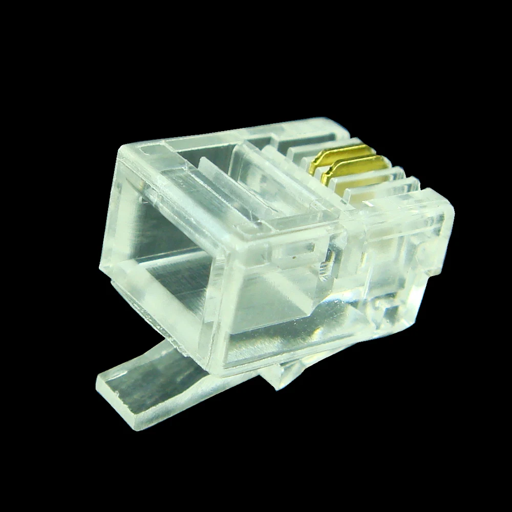 20pcs/lot Hot 6P2C 2 Pins RJ11 Modular Plug Telephone Cable Connector ...