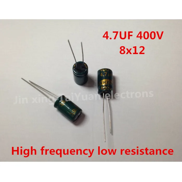 High quality 100pcs New Chengx 4.7UF 400V 8X12mm 400V 4.7UF Aluminum Electrolytic Capacitor High ...