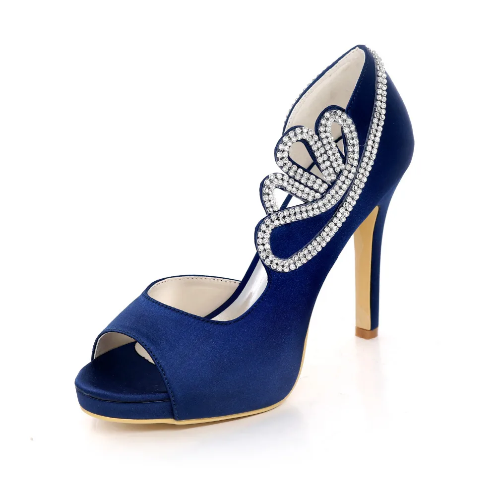 Creativesugar Crystal Rhinestone Flower Sexy Satin Evening Dress Shoes ...