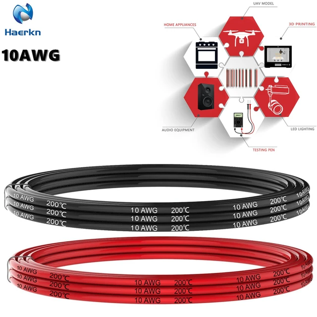 Electrical Wire 10 AWG 10 Gauge Silicone Wire Hook Up Wire, 58% OFF