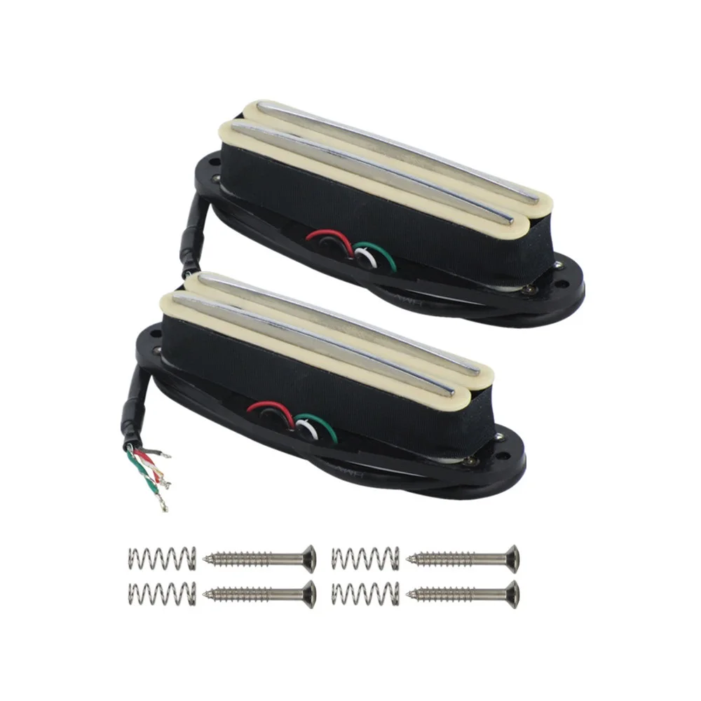NEW 2Pcs Guitar Pickups Strat Hot Rail Humbucker Pickups Cream Yellow ...