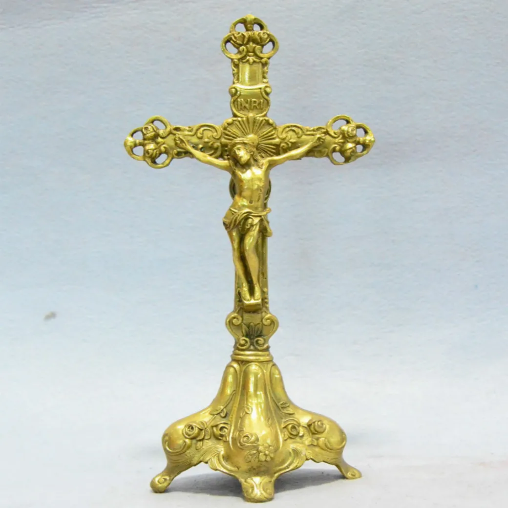 Pure Copper Jesus Cross Sculpture Catholic Holy Thing Christ Jesu Lamb ...