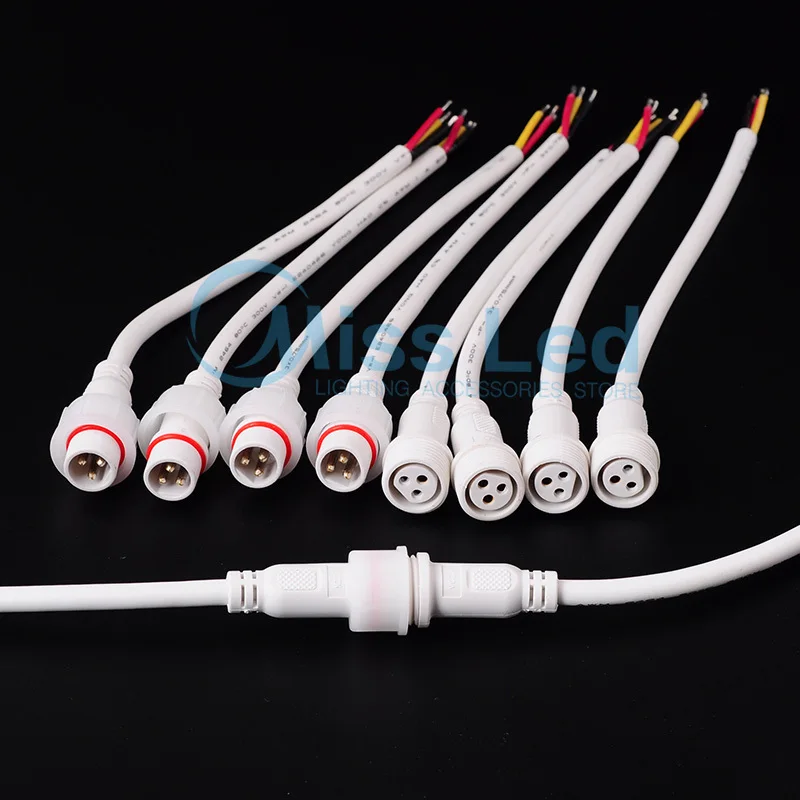 5 pairs 3pin 3core Led Waterproof connector cable,20cm;male and female ...