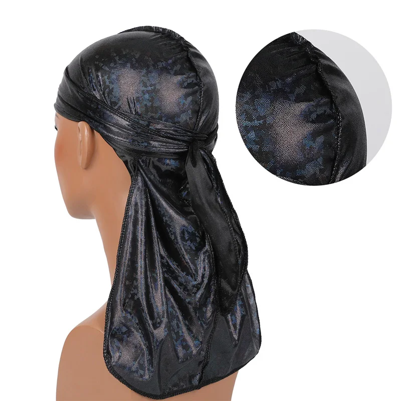 Street Men's Durag Hip-Hop Bandanna Cap Rapper Turban Hat Lacing Silky ...