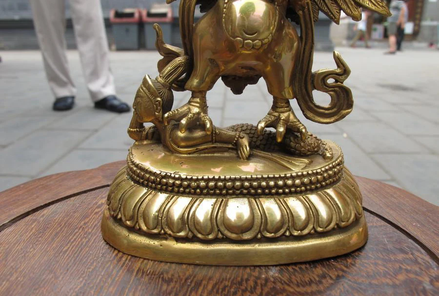 7"Tibet Tibetan Refined Pure Brass Garuda Bird God Tantric Buddha ...