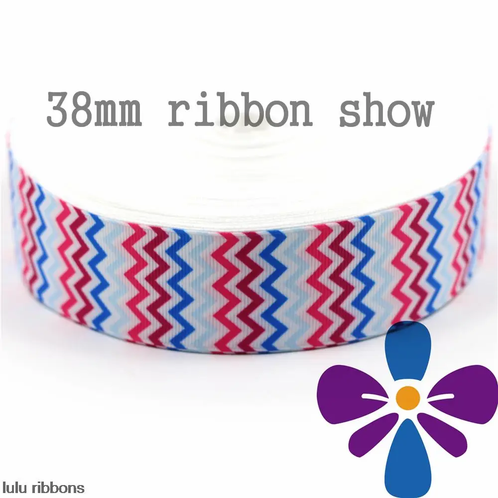 6mm 75mm Geometric Vertical Wave Printed Grosgrain Ribbon/Elastic Band ...