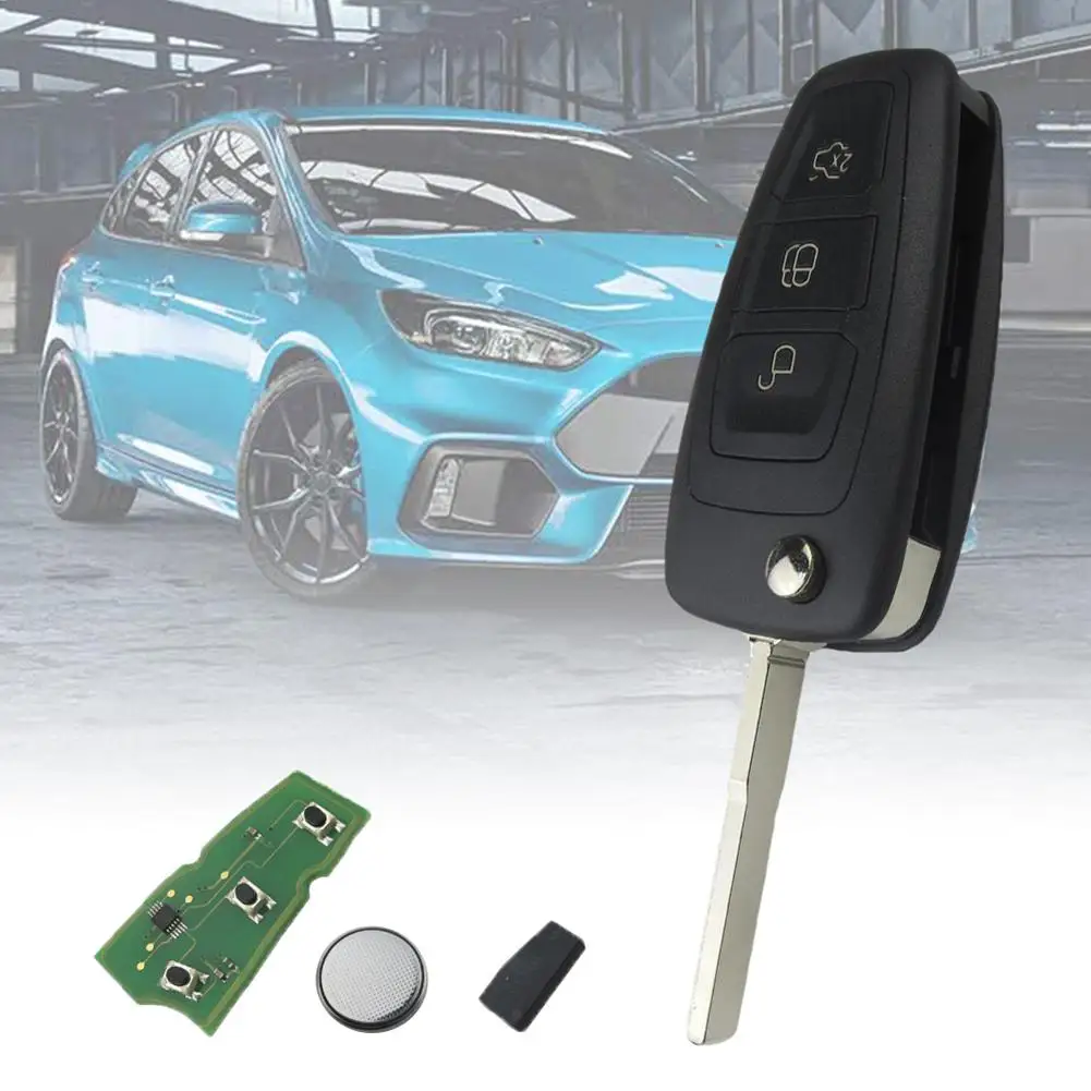 New 434MHz Car 3 Button Flip Key Fob Transponder 4D63 Chip Battery for ...