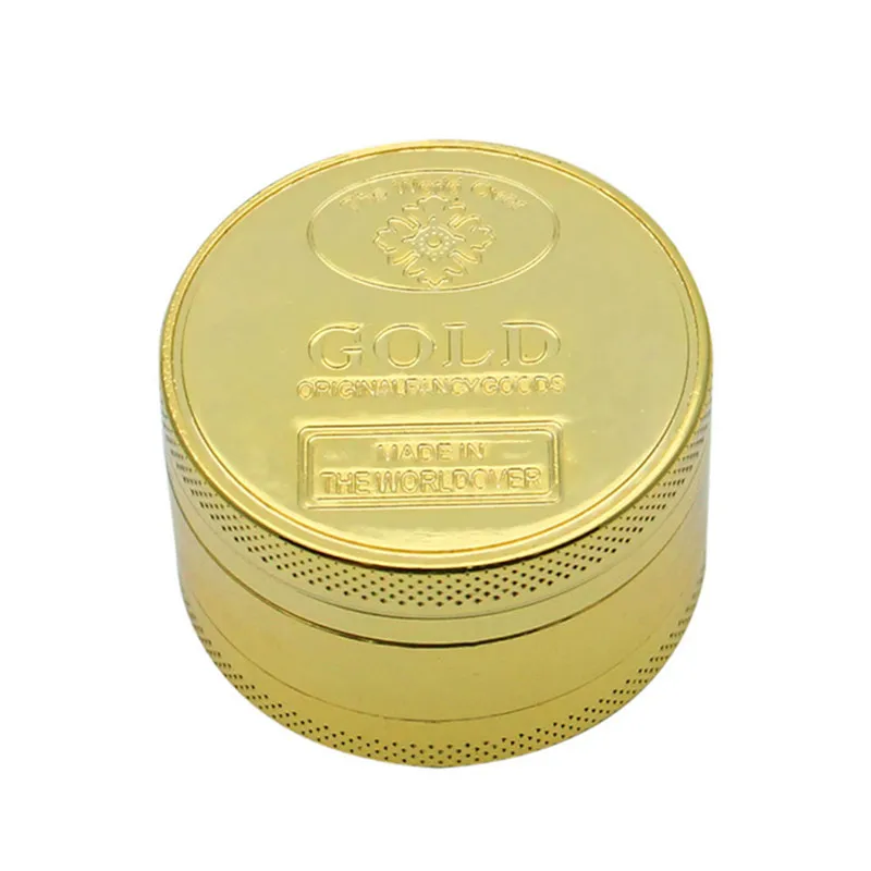 Golden Herb Grinder - Metal, 40mm Diameter with 3 Layers - GrinderGo