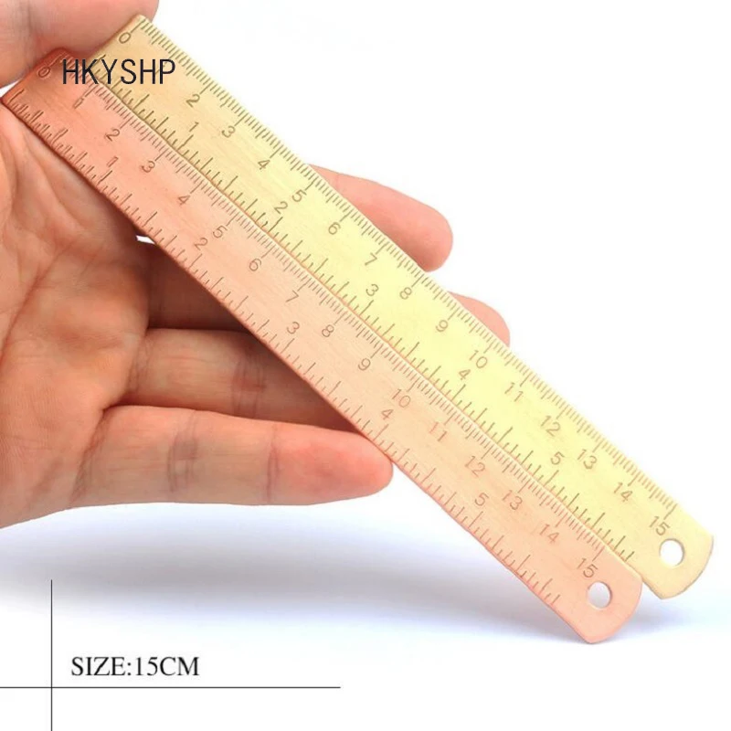 HKYSHP Creative Thicken Retro Brass Ruler 15cm Copper Bookmark Ruler ...