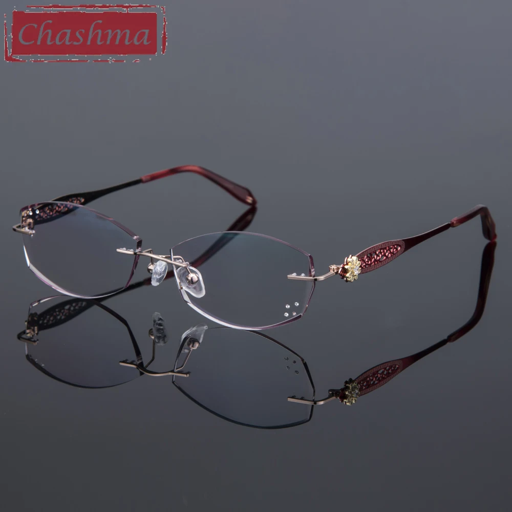 Rimless Luxurious Colored Ready Reading Glasses Myopia Degree Eyeglasses Women Fashion Tint