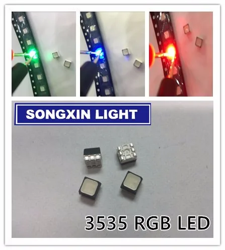 100pcs smd 3535 led rgb PLCC6 3 IN 1 SMD LED Full Color LED 3535 RGB 3 ...