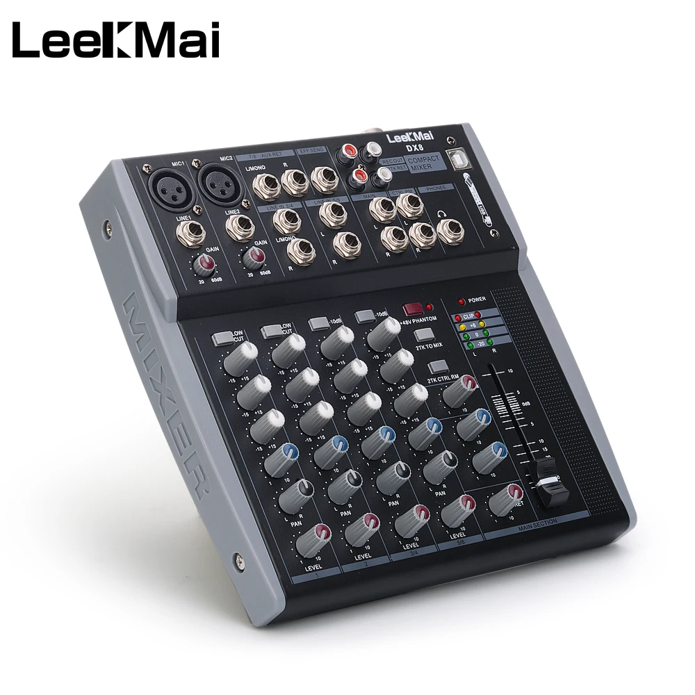 Dx8 8 Channels Usb Audio Sound Mixer Professional Portable Mixing ...