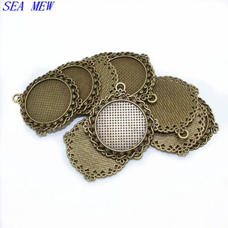 SEA MEW 25mm Inner Size Antique Bronze Cabochons Base Setting Filigree ...