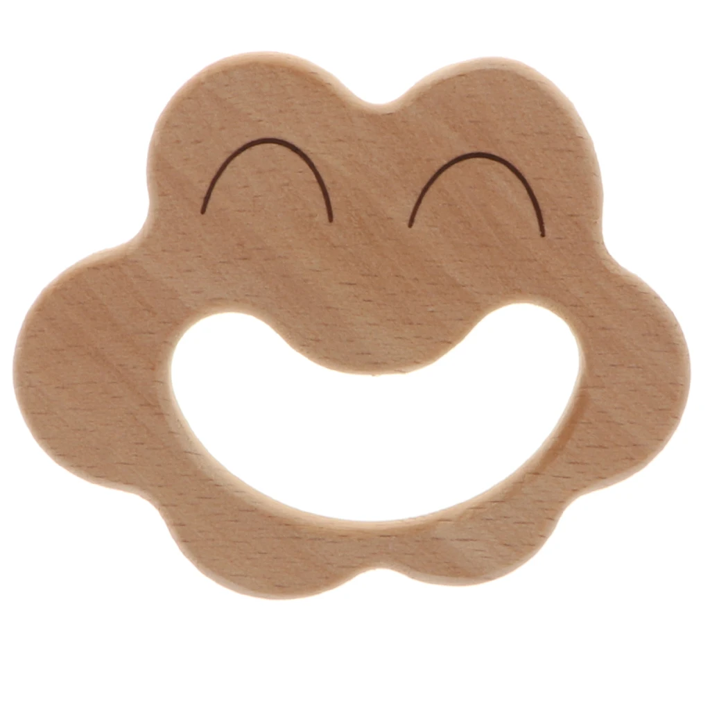 Натуральный Деревянный ребенок улыбается цветок зубное кольцо раннего ...