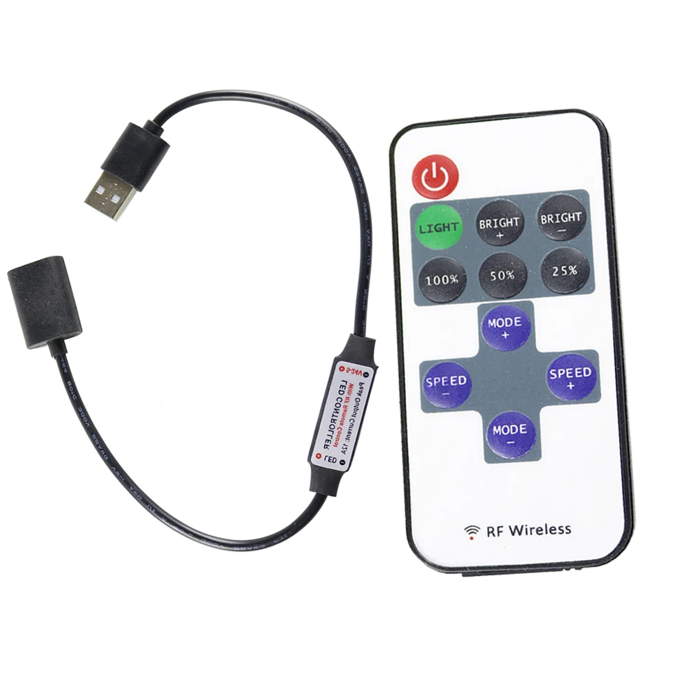 5V Mini RF Wireless Remote Controller Led Dimmer 11Keys USB Controller ...