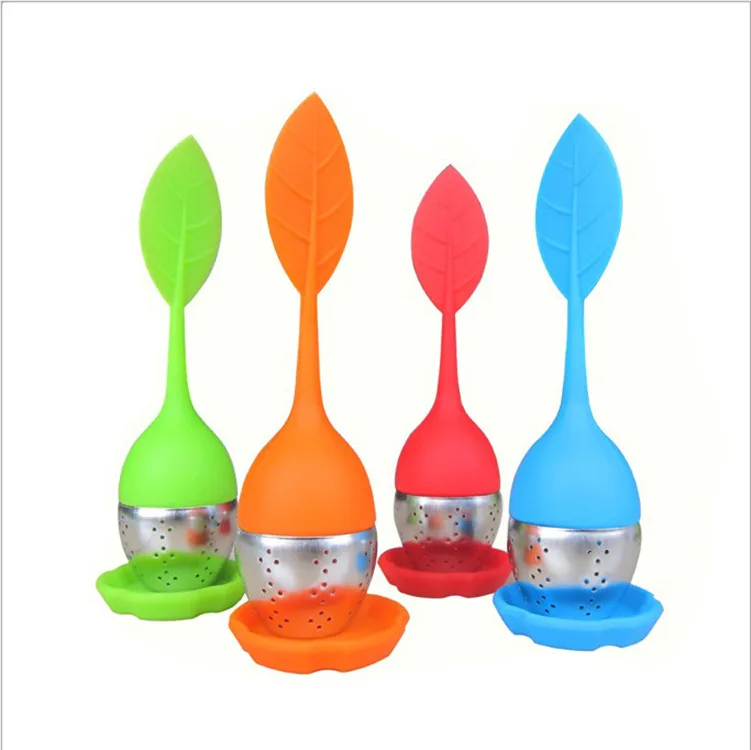 1 pc Food grade Silicone & Stainless Steel Leaf Tea Leaf Strainer ...