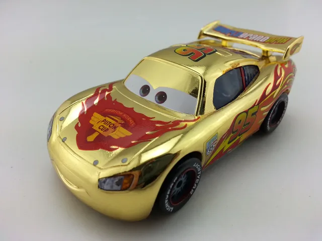 Disney Pixar Cars 2 Metallic Finish Gold Chrome Lightning McQueen 1:55 ...