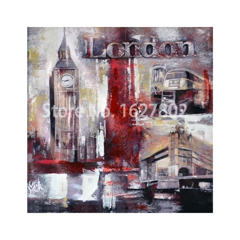 Hand Painted Abstract London City Oil Painting On Canvas Prints Modern ...
