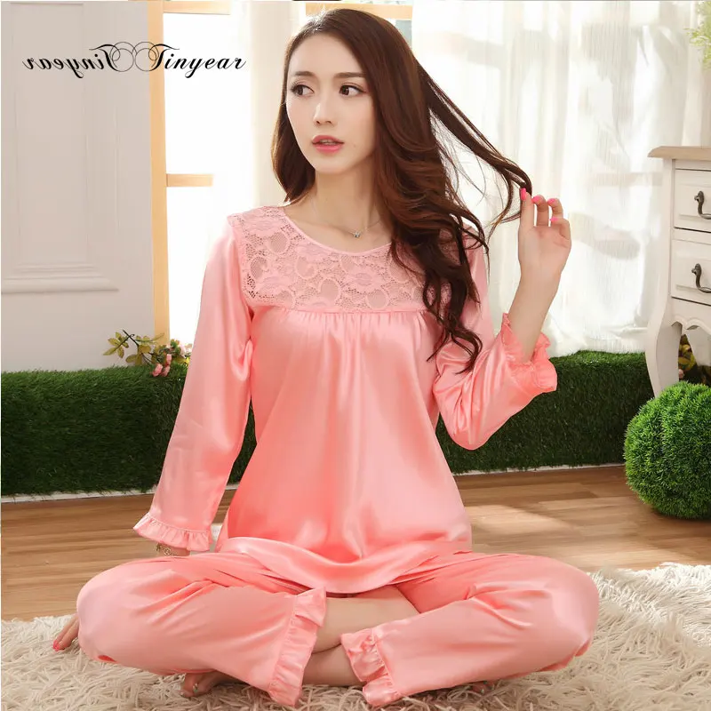 2016 Autumn New Women Sexy Pajamas set Plus size L XXXL Full sleeve Hollow out Round Neck Night ...