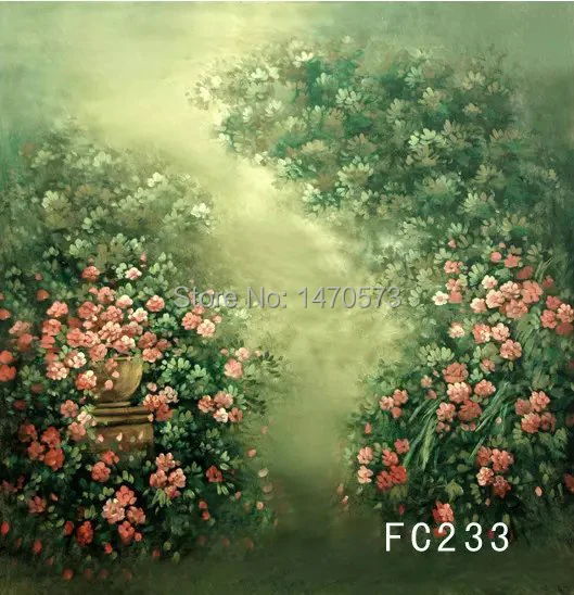 3X4m-Hand-Painted-scenic-muslin-backdrop-wedding-family-photo-green ...