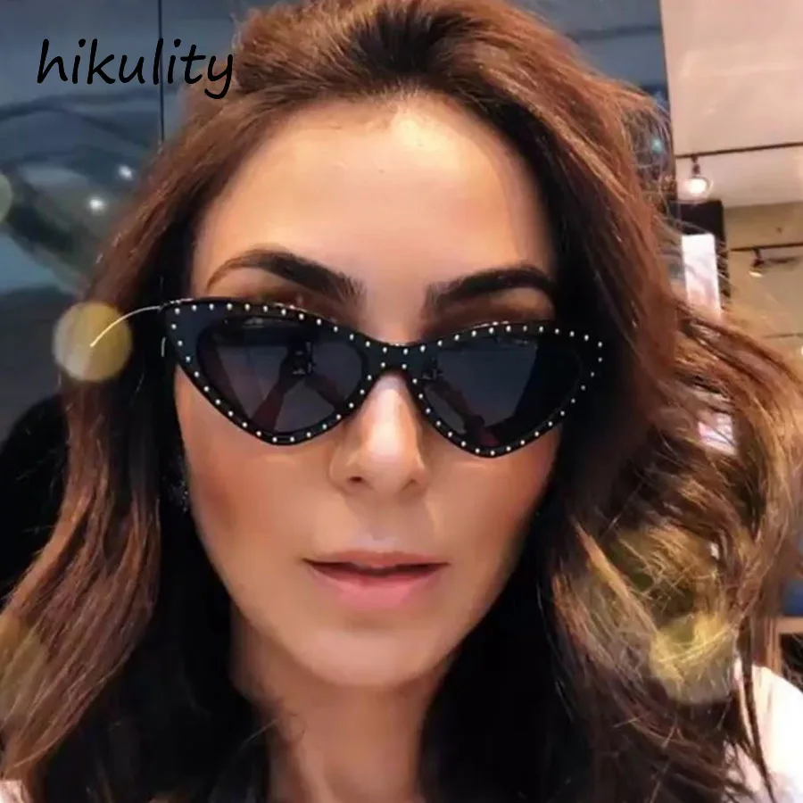 Metal Rhinestone Cat Eye Sunglasses Women 2018 Brand Designer Gold ...