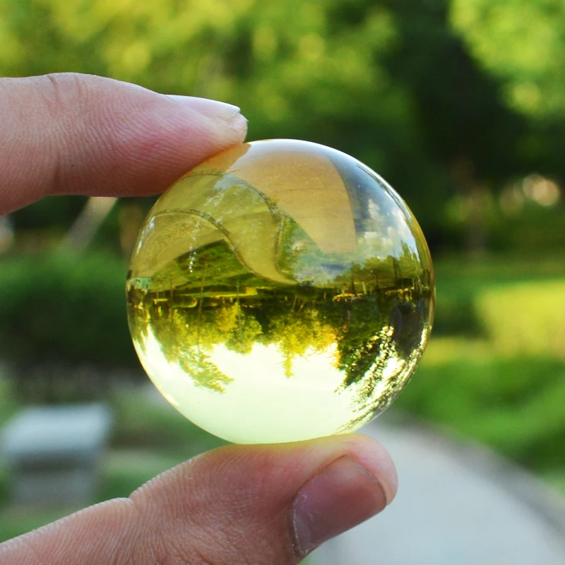 40mm Yellow Crystal Ball Feng shui Globe Polished Miniature Glass Ball ...