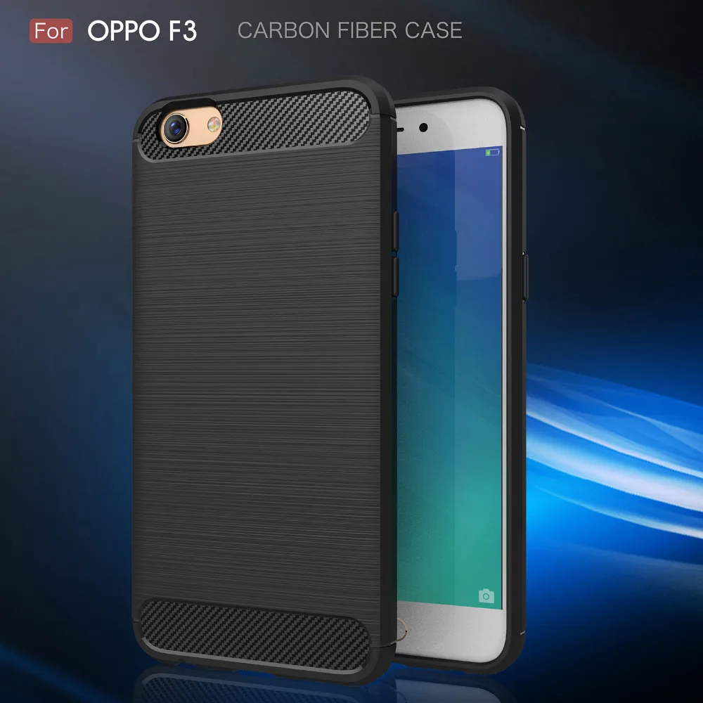 Carbon fibre case for OPPO F3 Brushed Rugged Armor bags Luxury Soft ...