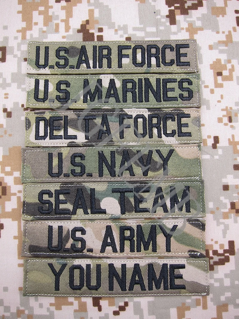 Black Letters Multicam Custom Name Tapes Chest Services Morale Tactical ...