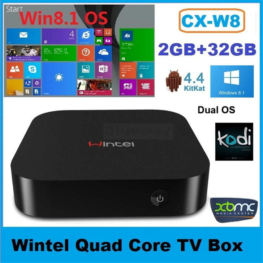 Cx-w8 Wintel Tv Box Smart Mini Pc Atom Z3735f Quad Core Windows 8.1 ...
