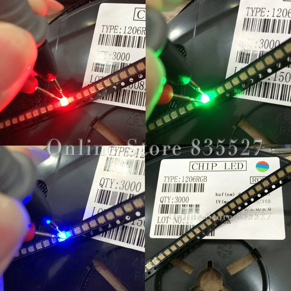 100ชิ้น/ล็อตโคมไฟลูกปัด1210 1206 3227 SMD RGBสีแดงสีเขียวสีฟ้าเต็มสามสี ...