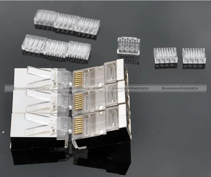 50pcs/Lot Cat 6 RJ45 Modular Plugs Shielded ver Wires Insert Loading ...