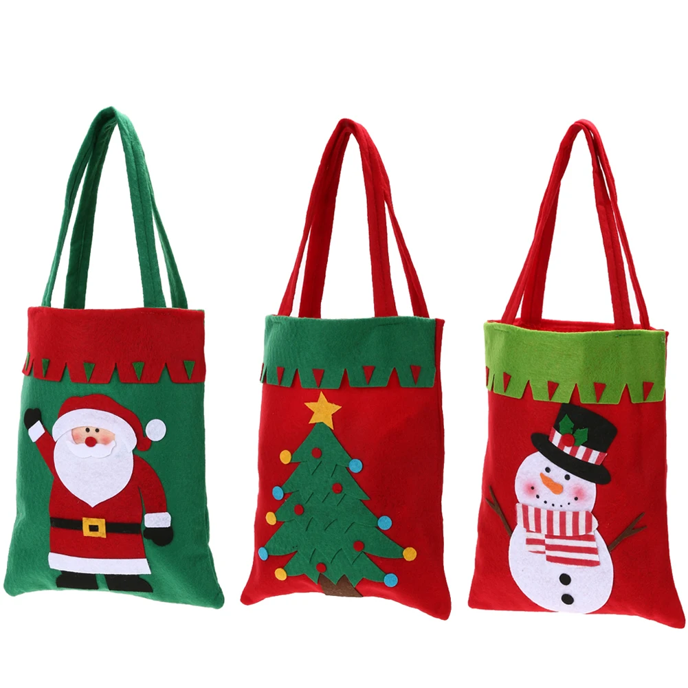 Creative Christmas Gift Bag Tree Pattern Santa Claus Candy Bag Handbag ...