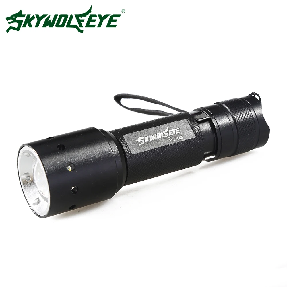 Skywolfeye LED Flashlight Rechargeable 3 Modes Zoomable T6 Aluminium ...