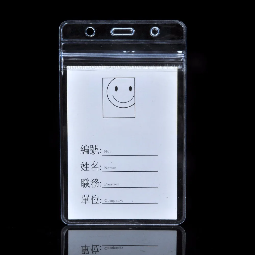 100pcs Clear PVC Waterproof ID Card Holder Transparent Badge Holder for ...