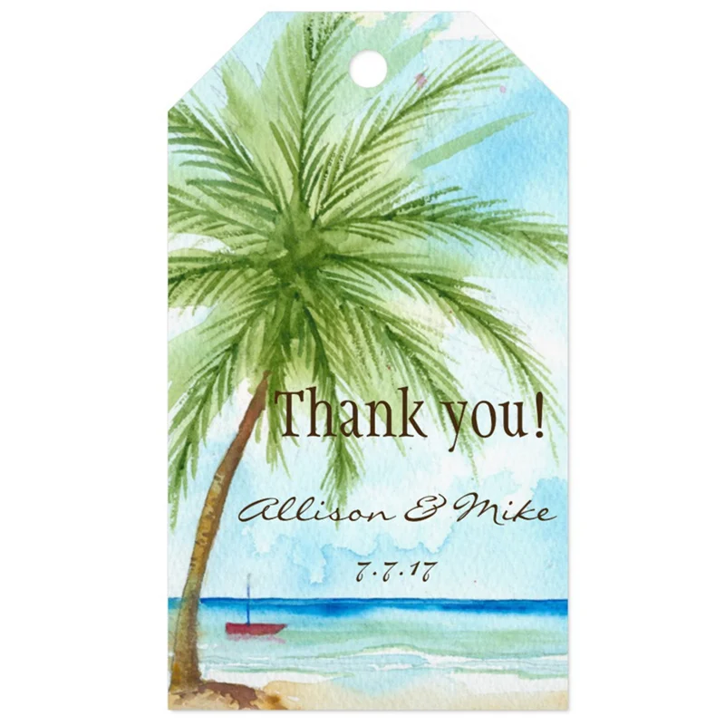 Personalized Wedding Gift Box Tags Wedding Favor Tags Tropical Beach ...