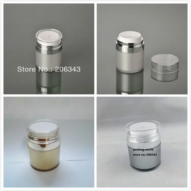 30g pearl white/silver/gold acrylic jar airless jar with silver collar ...