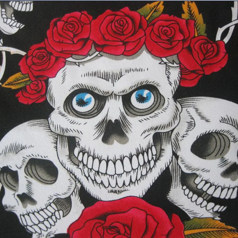 Good 145x50cm1Pc Canvas Skull Fabric100%Cotton Fabric Canvas Rose&Skull ...