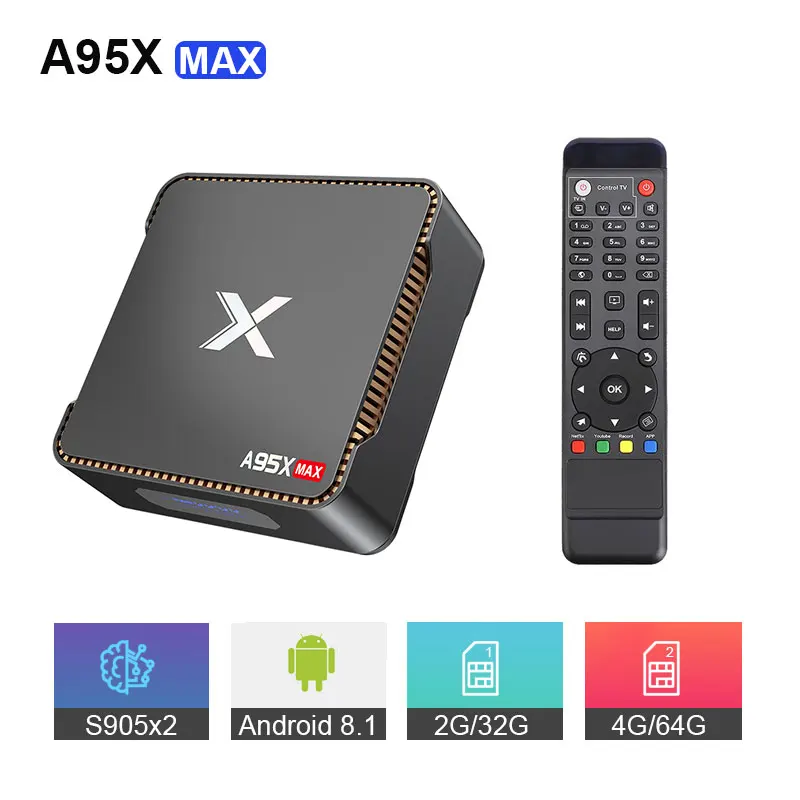 A95x Max X2 Android 8.1 Tv Box 4g 64g Amlogic S905x2 2.4g&5g Wifi Bt 4. ...
