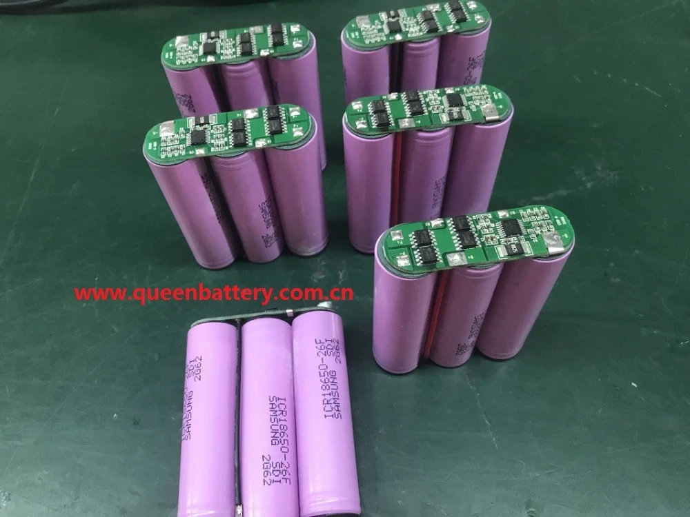 3S1P 18650 icr18650 26f battery pack 11.1v 2600mah with PCB (3 6A ) with 10k thermistor|battery ...