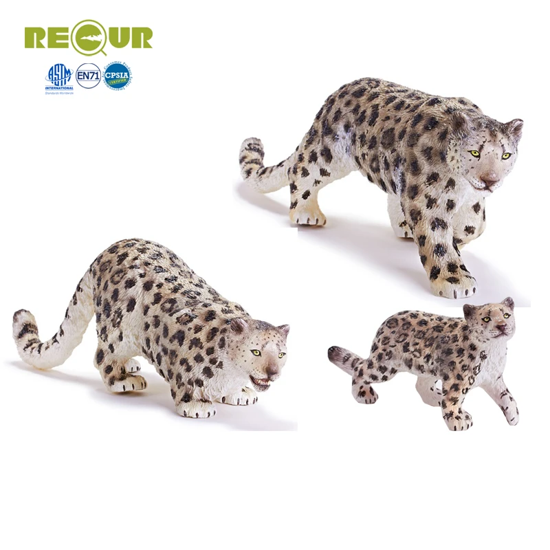 Recur Snow Leopard Toys Wild Animal Model Pvc Toy Hand Painted Action ...
